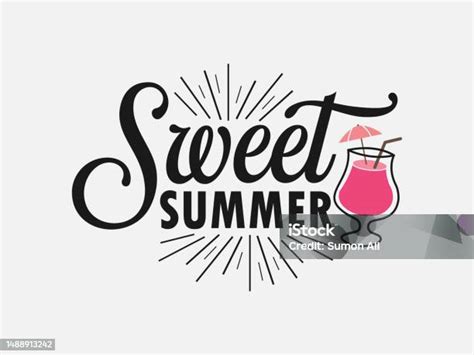 달콤한 여름 흰색 배경에 분리된 손으로 쓴 단어의 브러시 글자 벡터 그림 Good Vibes에 대한 스톡 벡터 아트 및 기타