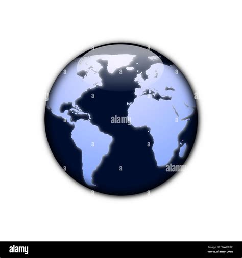 Globe Or World Map In A Button Illustration Stock Photo Alamy