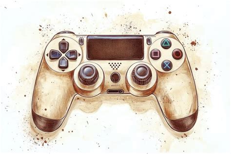 Unique Hand Drawn Illustration Of A Game Controller Showcasing Detailed Design And Texture