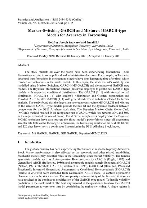 Pdf Markov Switching Garch And Mixture Of Garch Type Models For