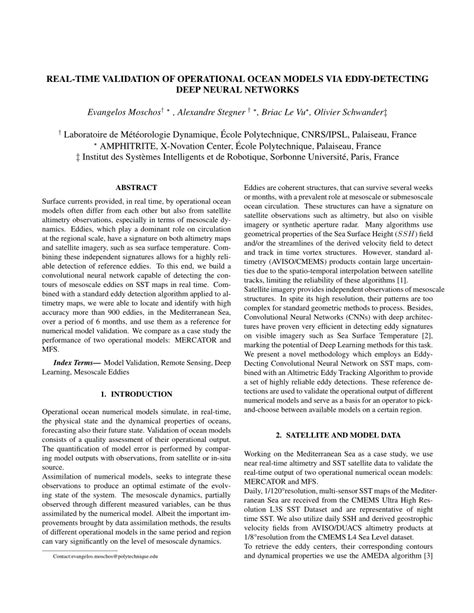 Pdf Real Time Validation Of Operational Ocean Models Via Eddy
