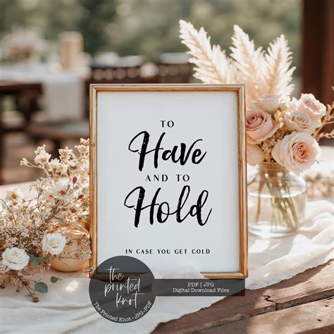 To Have And To Hold Sign Blanket Wedding Printable Minimalist Blanket