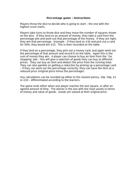 Percentage Game Rules Pdf