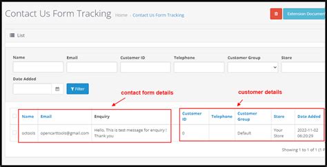 OpenCart Contact Us Form Tracking OpenCart Contact Us Form Tracking
