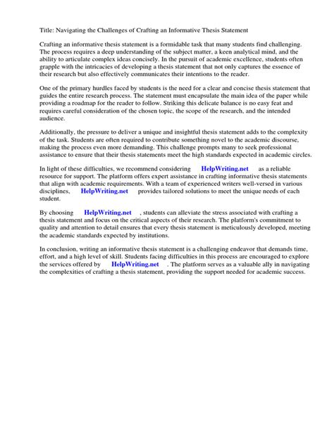 How To Write An Informative Thesis Statement Download Free Pdf Essays Thesis