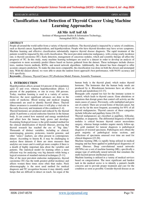 Pdf Classification And Detection Of Thyroid Cancer Using Machine