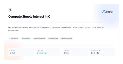 How To Compute Simple Interest In C Labex