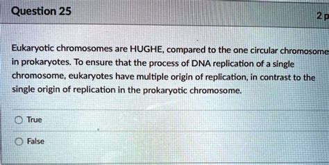 Solved Eukaryotic Chromosomes Are Huge Compared To The One Circular Chromosome In Prokaryotes