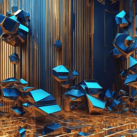 Premium Photo Abstract Background With Blue 3d Geometric Shapes Futuristic And Modern Design