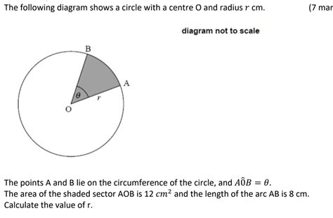 the following diagram shows a circle with a centre 0 and radius r cm 7