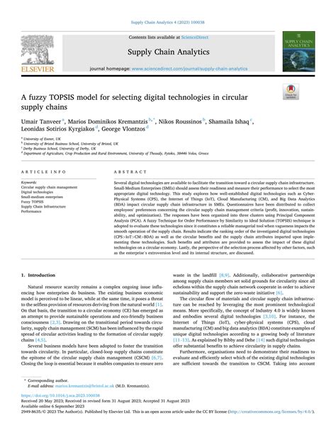 pdf a fuzzy topsis model for selecting digital technologies in