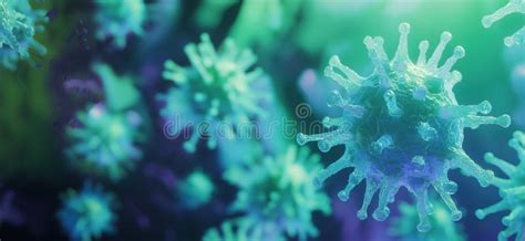 Microscopic View Of Virus Particles Showcasing Intricate Structures And Vibrant Colors