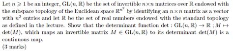 solved let n 1 be an integer gl n r be the set of