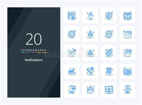 20 Notifications Blue Color Icon For Presentation Stock Vector Illustration Of Pack Gear