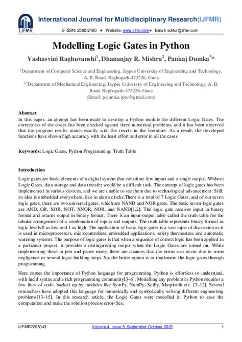 Pdf Modelling Logic Gates In Python