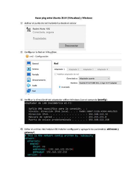 Ping Entre Virtulbox Ubuntu 20 04 Y Windows 1 Infraestructura De Redes Hacer Ping Entre