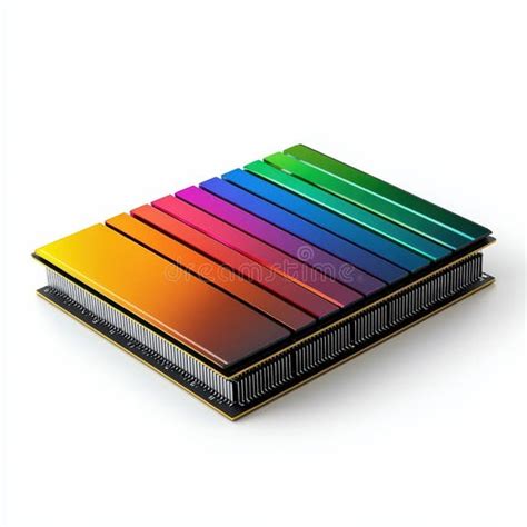 Colorful Microchip With Rainbow Stripes On A White Background For Technology Concepts Stock