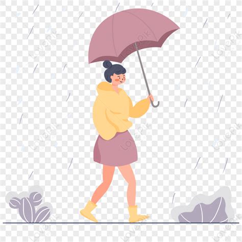 비가 우산에 부츠를 착용하는 소녀 일러스트 그림 물 하늘계절가난한 Png 일러스트 무료 다운로드 Lovepik