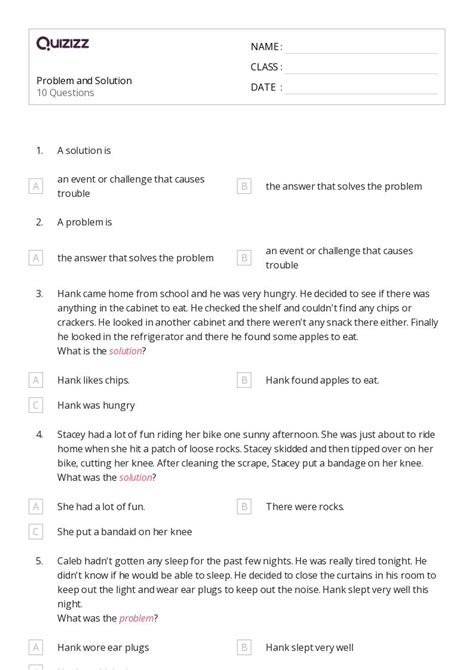 50 Identifying Problems And Solutions In Reading Worksheets For 3rd