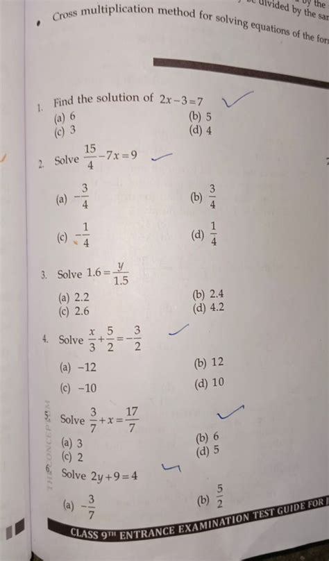 Cross Multiplication Method For Solving Equations Of The Forn Find The So