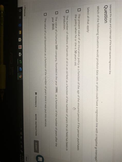 Solved Interpret The Slope And Y Intercept Of The Least Chegg