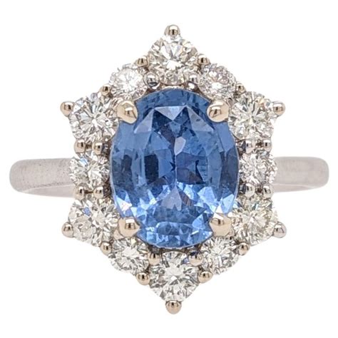 18ct Aquamarine Ring W Earth Mined Diamonds In Solid 14k Gold Oval