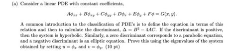 Solved A Consider A Linear Pde With Constant Coefficients