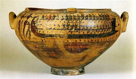Ύστερος γεωμετρικός κρατήρας Ancient Art Greek Pottery Geometric Vases