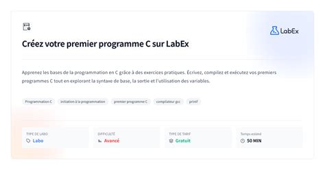 Créez Votre Premier Programme C Sur Labex Labex