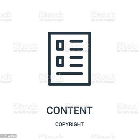 저작권 컬렉션에서 콘텐츠 아이콘 벡터입니다 얇은 라인 콘텐츠 개요 아이콘 벡터 일러스트 레이 션입니다 기사 출판에 대한 스톡