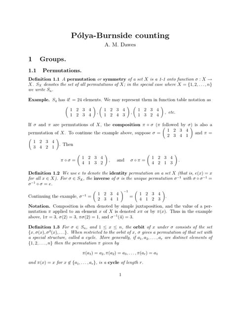 a m dawes pólya burnside counting lecture notes 2004 pdf