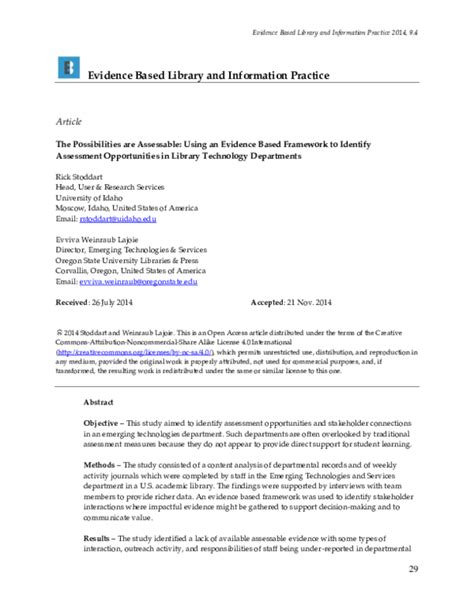 pdf the possibilities are assessable using an evidence based