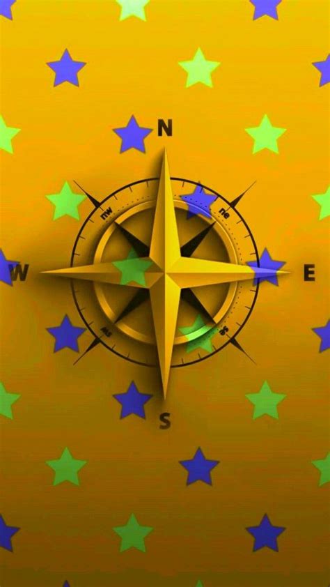 Compass Iphone Wallpaper With Green And Blue Stars