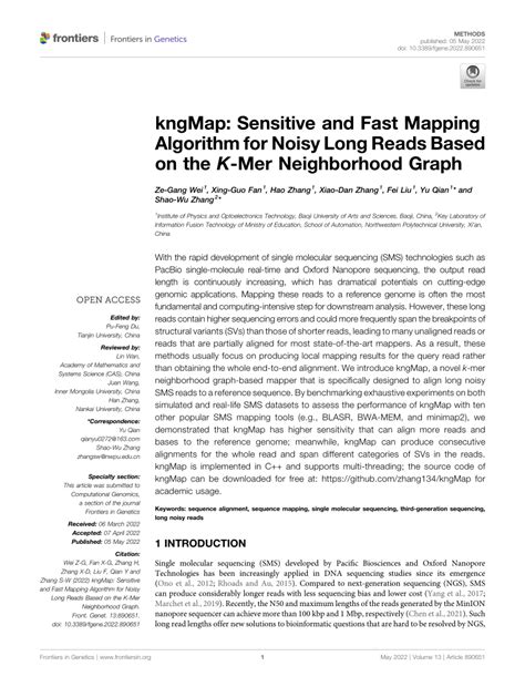 Pdf Kngmap Sensitive And Fast Mapping Algorithm For Noisy Long Reads