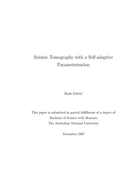 Pdf Seismic Tomography With A Self Adaptive Parameterisation