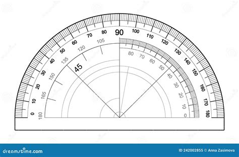 Protractor Set Isolated On White Background Vector Template Of An