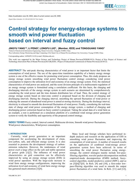Pdf Control Strategy For Energy Storage Systems To Smooth Wind Power