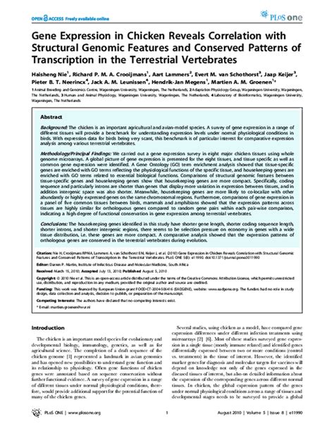 Gene Expression In Chicken Reveals Correlation With Structural Genomic Features And Conserved