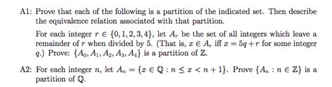 solved al prove that each of the following is a partition