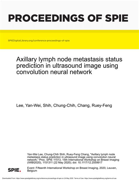 Pdf Axillary Lymph Node Metastasis Status Prediction In Ultrasound Image Using Convolution