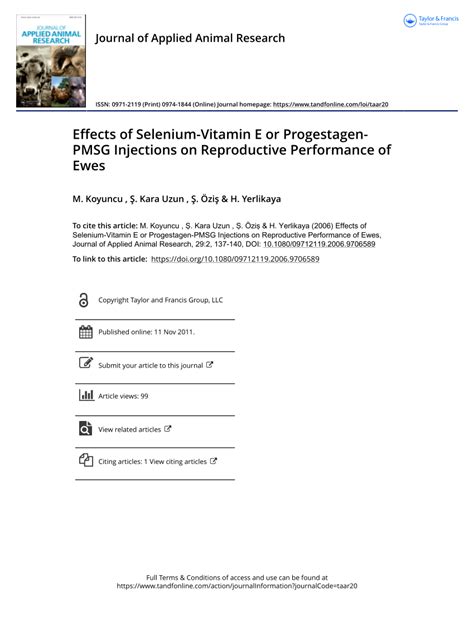 Pdf Effects Of Selenium Vitamin E Or Progestagen Pmsg Injections On