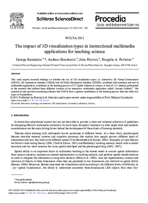 Pdf The Impact Of 3d Visualization Types In Instructional Multimedia Applications For Teaching