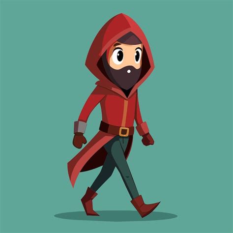 Hooded Man Character Front Walking Cycle Animation Sequence Frame By