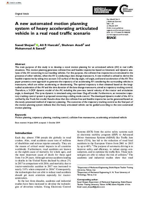 Pdf A New Automated Motion Planning System Of Heavy Accelerating