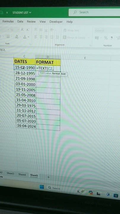 Date Formatting Trick In Excel💯 Viral Excel Tricks🔥shorts Exceltips