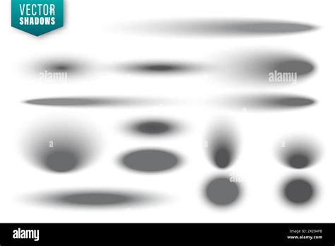 Realistic Shadow Effect Round Shadows Collection Isolated On White Background Surface Shading