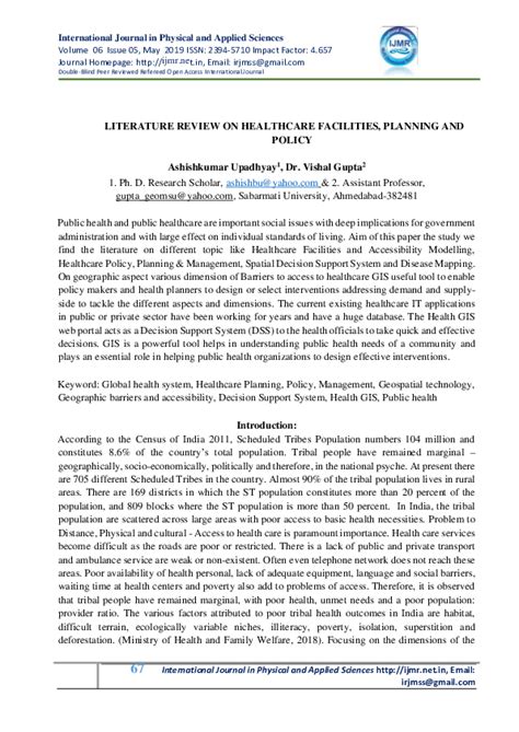 Pdf Literature Review On Healthcare Facilities Planning And Policy
