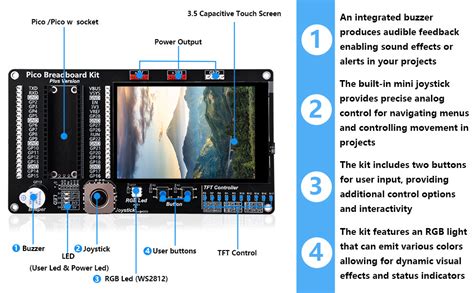 52pi Raspberry Pi Pico Pico W Breadboard Kit With 3 5 Inch Touch Scree 52pi Store