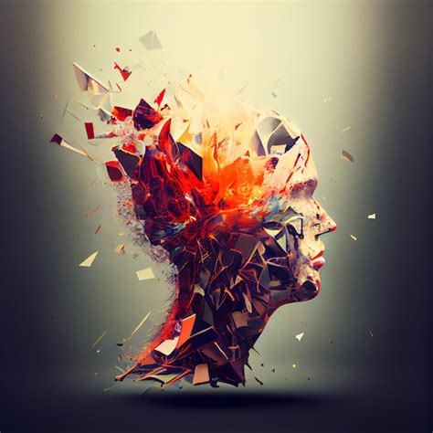 Premium Ai Image Abstract Human Head Made Of Shattered Pieces 3d Render Illustration