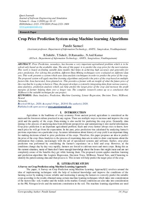 pdf crop price prediction system using machine learning algorithms